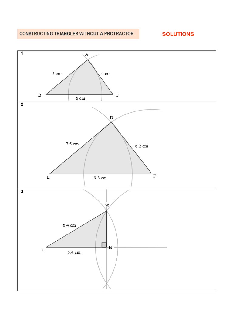 Constructing Triangles Without A Protractor SOLUTIONS | PDF | Home & Garden