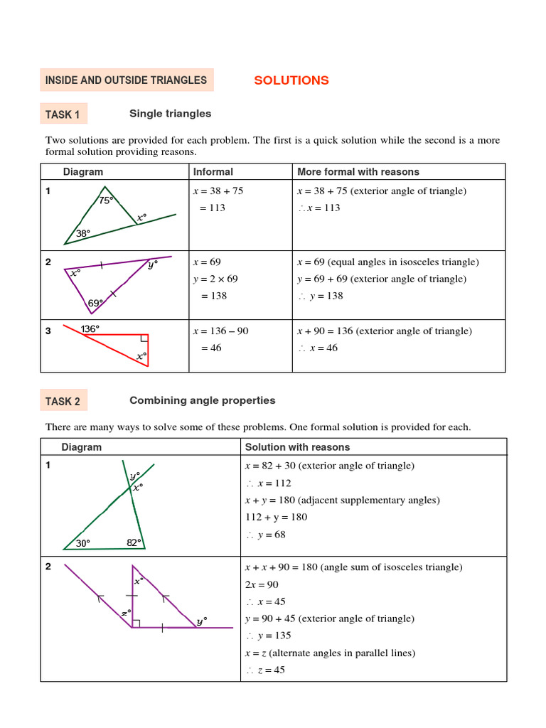 Inside and Outside Triangles SOLUTIONS | PDF