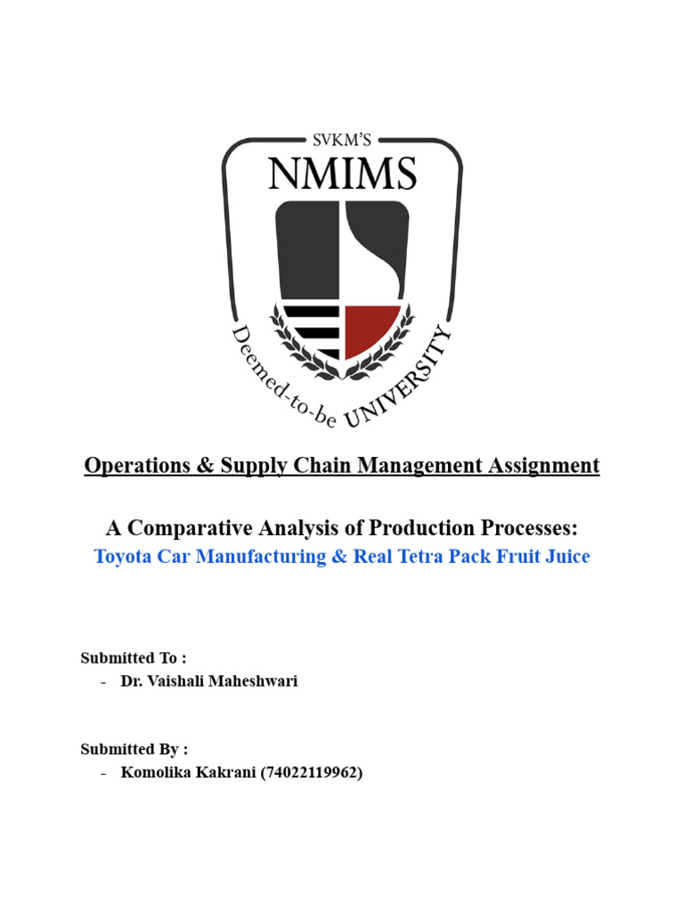 OSCM Assignment - Komolika Kakrani (74022119962) - 240128 - 200644 | PDF | Juice | Diet & Nutrition