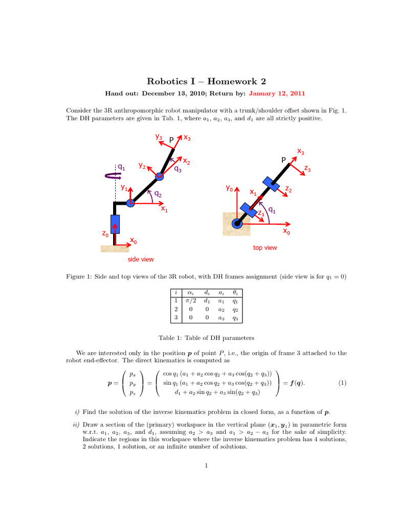 Robotics1 Homework2!10!11 | PDF | System Of Linear Equations | Mathematical Analysis