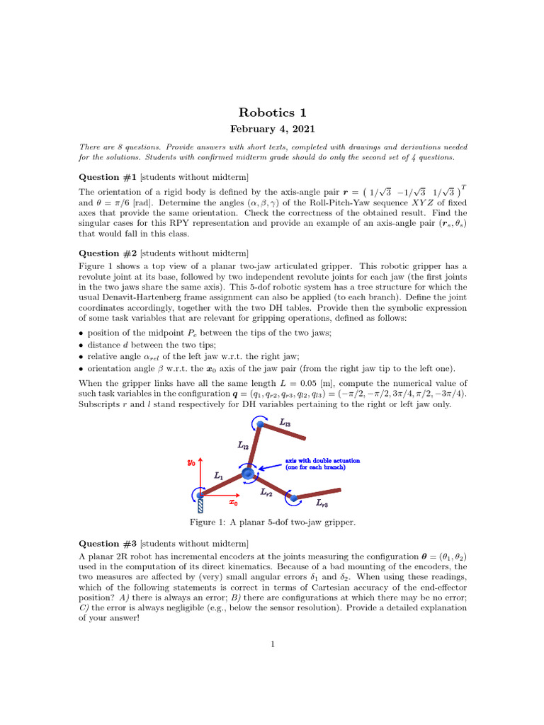 Robotics1 21.02.04 | PDF | Euclidean Geometry | Motion (Physics)