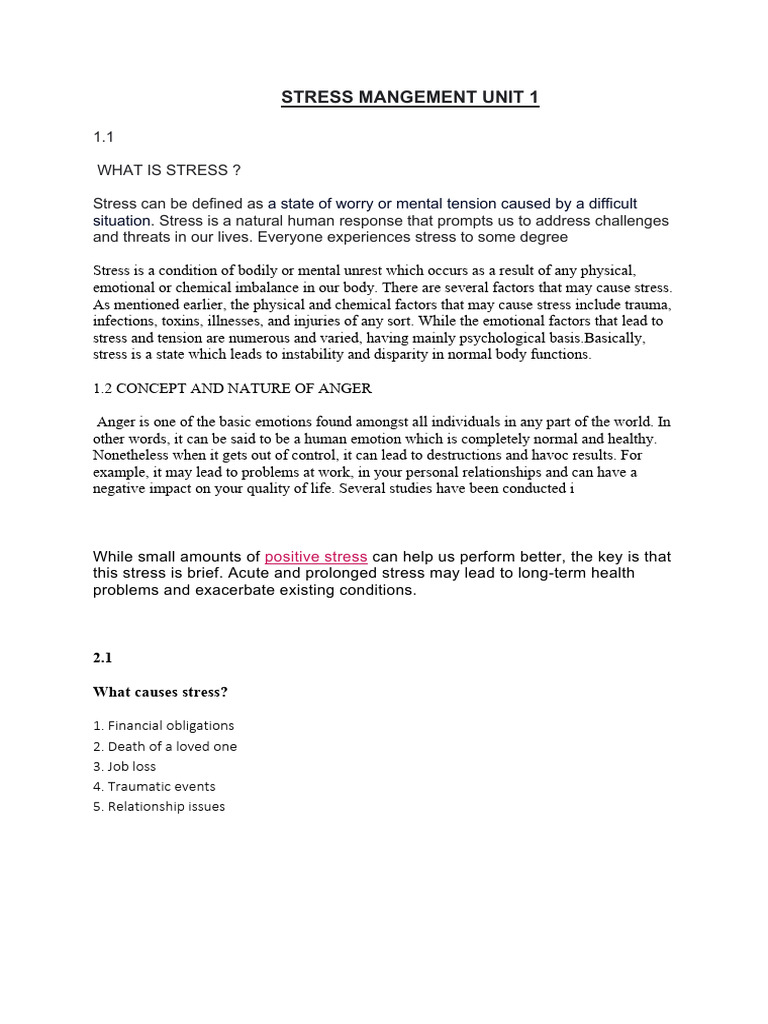 Stress Mangement 1 and 2 | PDF | Stress (Biology) | Eating Disorder