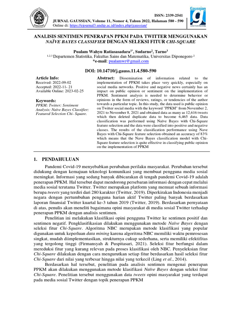 Analisis Sentimen Penerapan PPKM Pada Twitter Meng | PDF | Information Science | Computing
