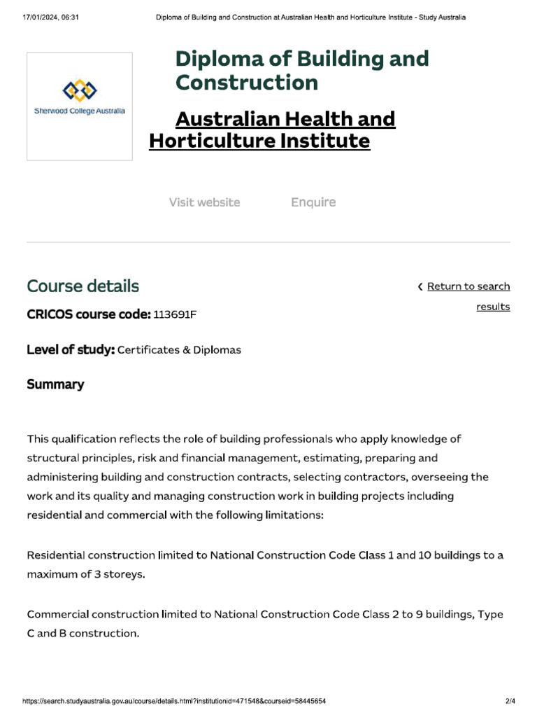 Diploma of Building and Construction | PDF