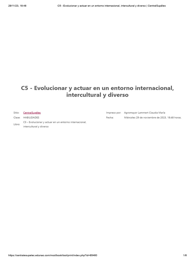 C5 - Evolucionar y Actuar en Un Entorno Internacional, Intercultural y ...