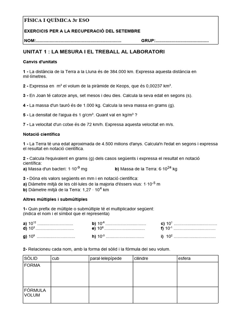 Física I Química 3r ESO | PDF