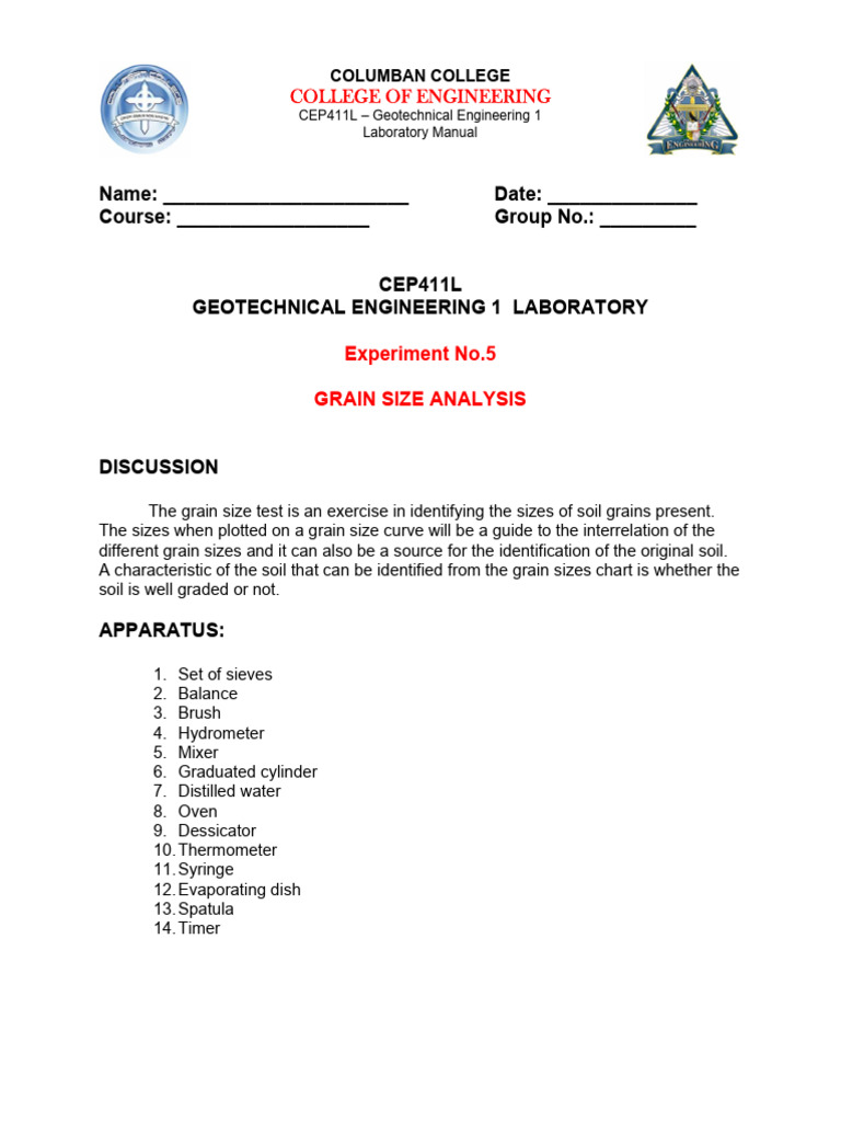 05 - Grain Size Analysis | PDF | Geotechnical Engineering | Metrology
