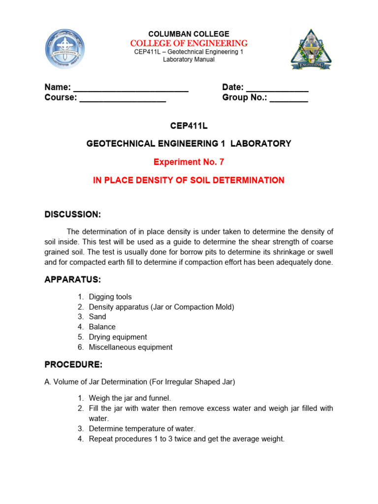 07b 0 Field Density Test | PDF | Density | Earth Sciences