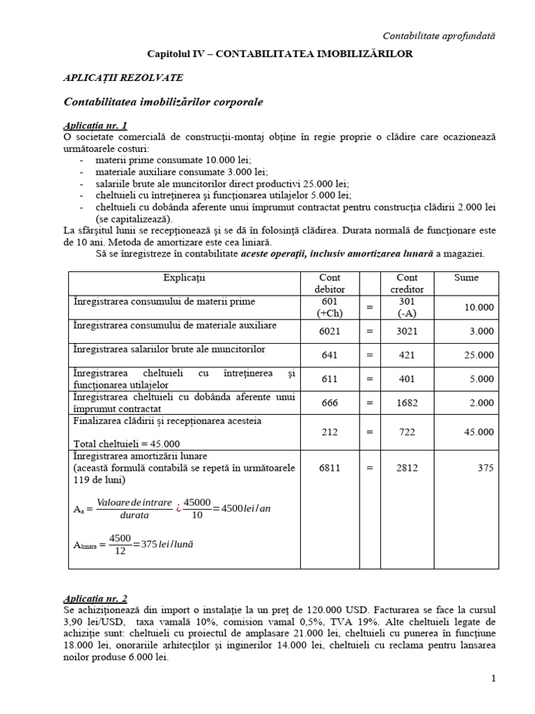 Cap 4 - Aplicatii Rezolvate - Imob - Corporale | PDF