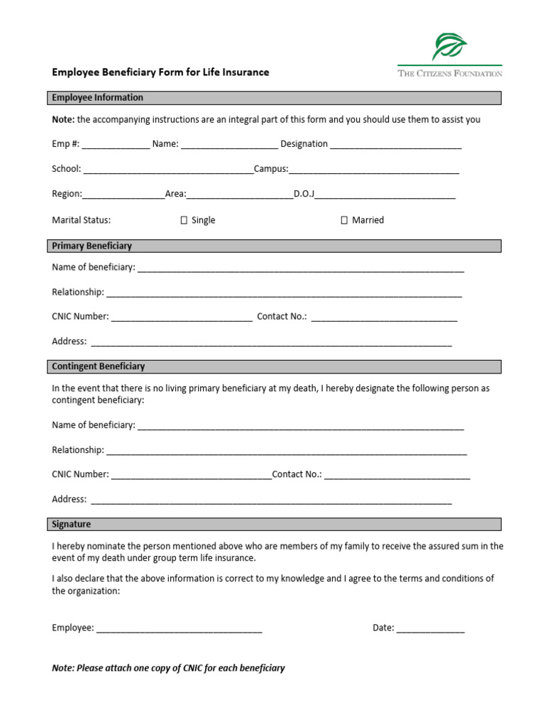 3 Beneficiary Form HRP CD 31 | PDF | Career & Growth