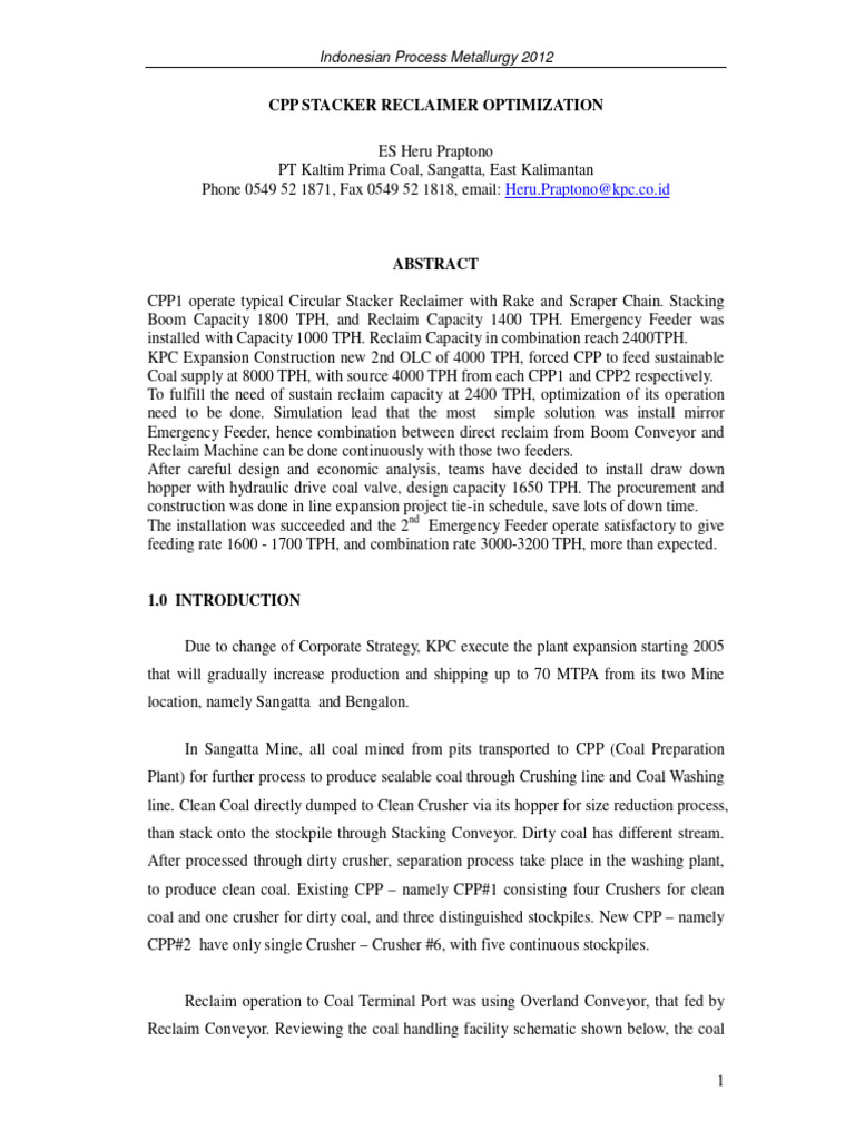 Paper Cpp Stacker Reclaimer Optimisation Pdf