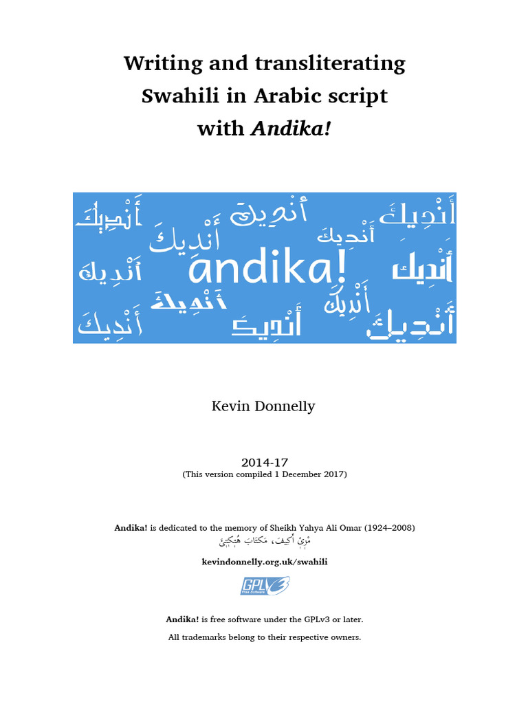 Writing and Transliterating Swahili in Arabic Script With - Kevin ...