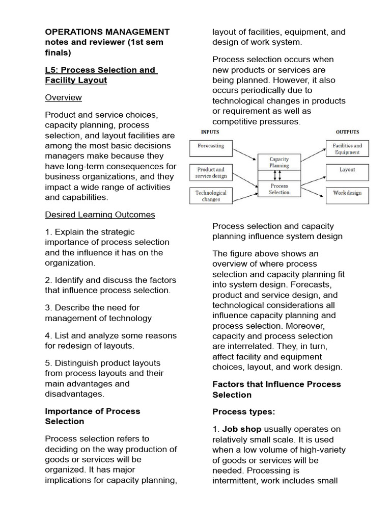 Process Selection & Facility Layout | PDF | Inventory | Business Economics