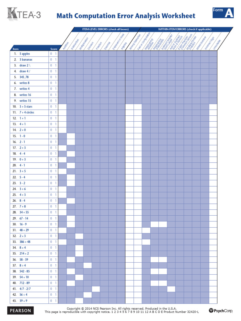 Math Computation Error Analysis Form | PDF | Intellectual Property Law ...