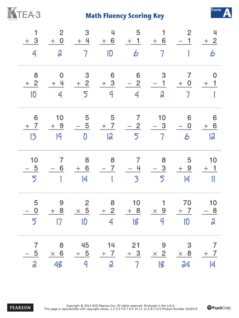Math Fluency SCORING KEY Form A | PDF | Document | Data Management Math Fluency SCORING KEY Form A | PDF | Document | Data Management
