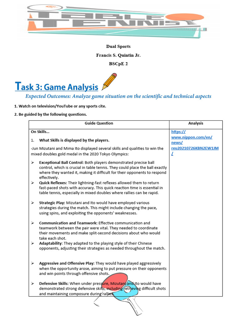 Table Tennis Task 3 | PDF