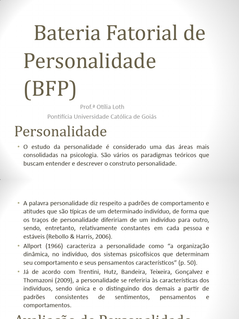 Bateria Fatorial de Personalidade (BFP) | PDF | Motivacional | Motivação
