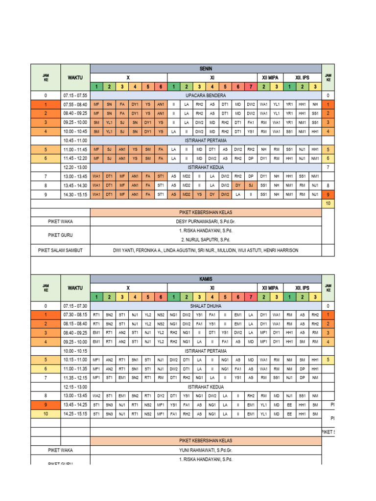 Jadwal KBM SMT Genap TP 2324 Yuni Ok | PDF