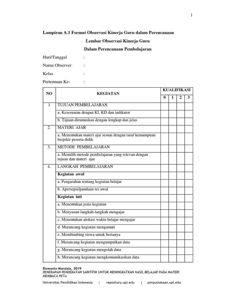Penilaian Observasi Kinerja Guru | PDF