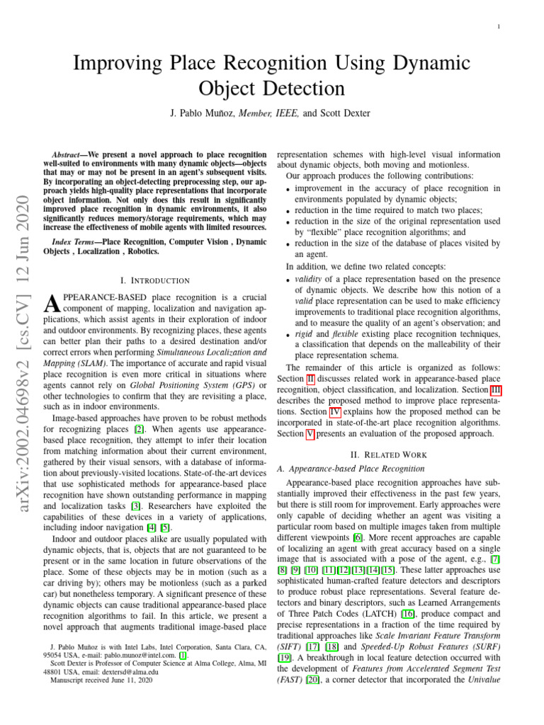 Improving Place Recognition Using Dynamic Object Detection: J. Pablo Mu ...