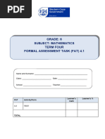 Tegnologie Graad 7 Taak 4: Pat Tyd: Kwartaal 2 Totaal: 70 | PDF