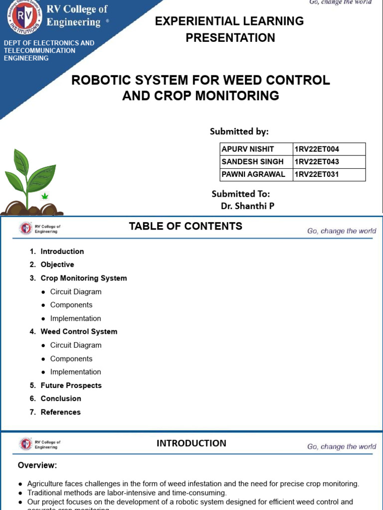 Crop Monitoring and Weed Control System Presentation | PDF