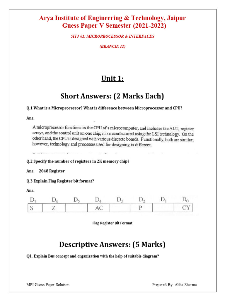Microprocessor Guess Paper Solutions | PDF | Central Processing Unit ...