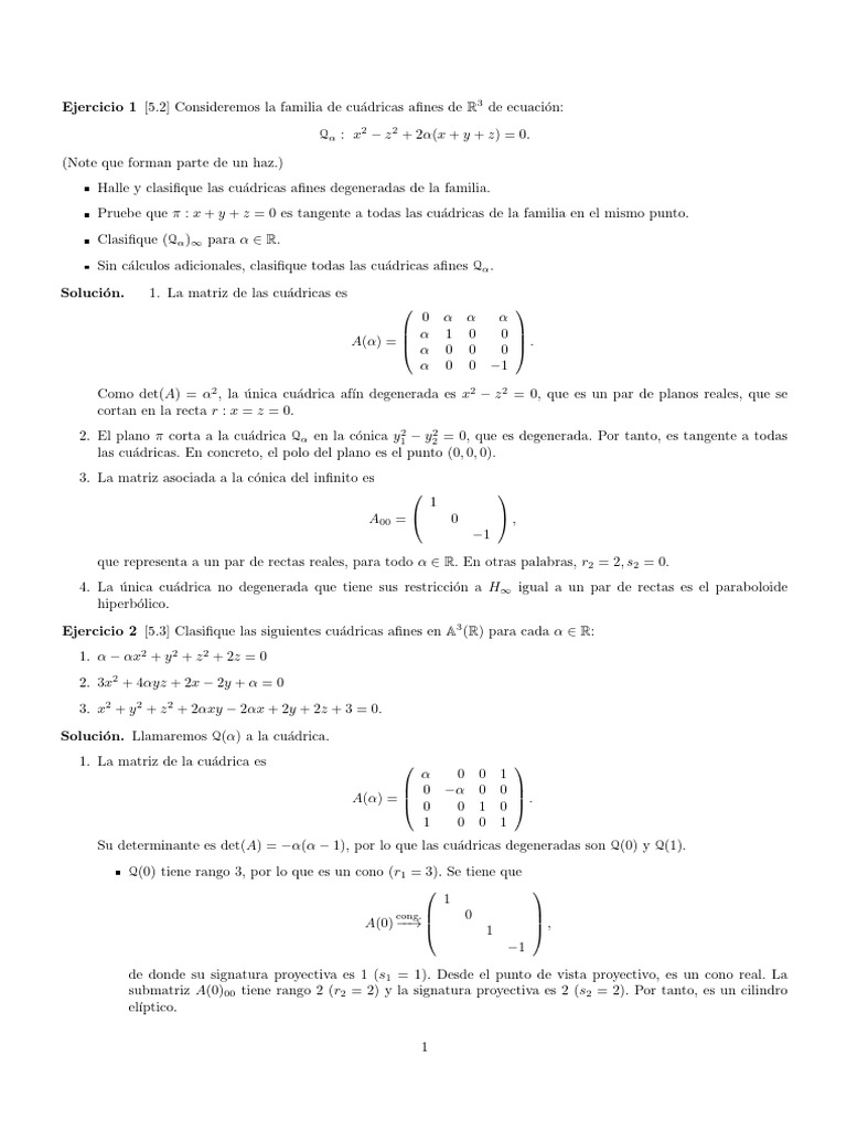 ALG II Ejerc HPCA 02 | PDF | Matemáticas | Geometría diferencial