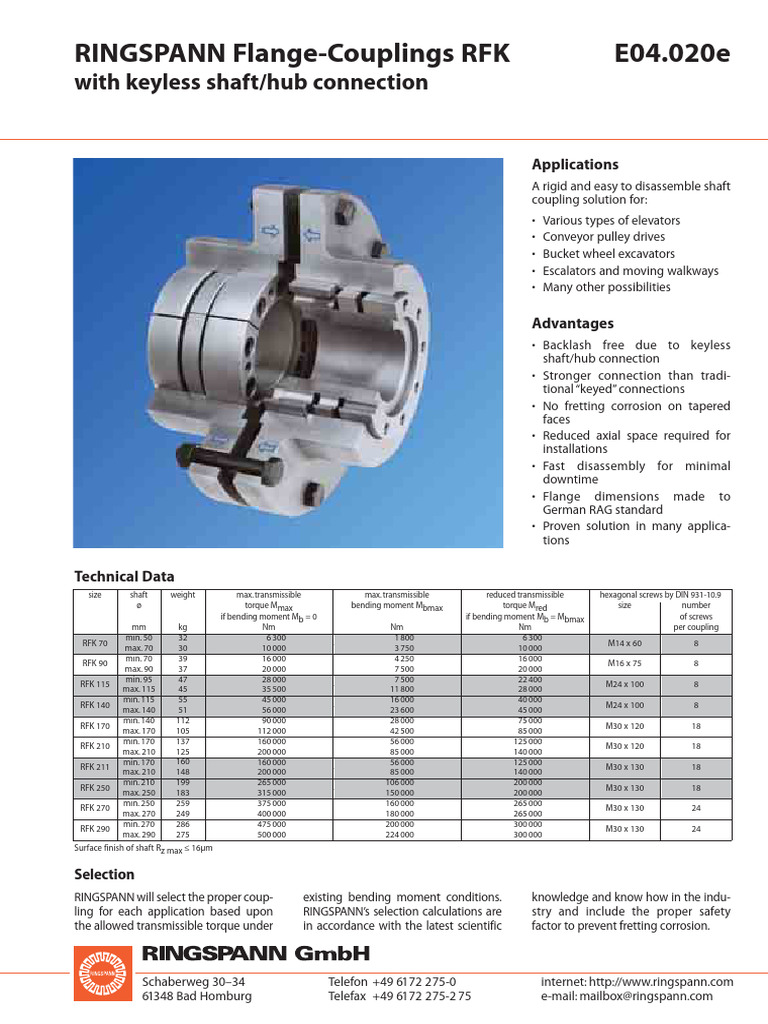 Ringspann Coupling | PDF | Manufactured Goods | Mechanical Engineering