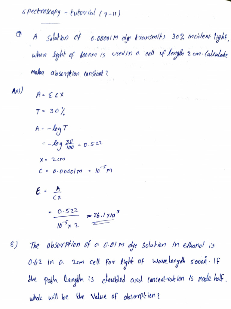 Chemistry Spectro Tutorial 1 | PDF