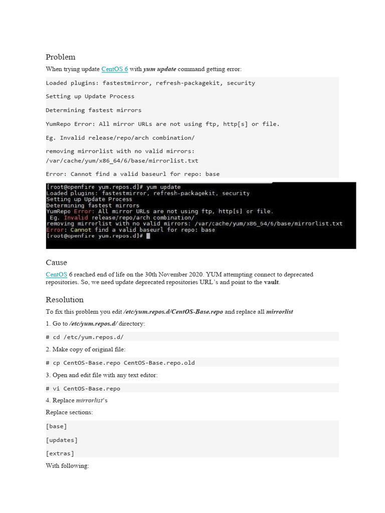 Centos 6 Repo Sorunlarını Gidermek | PDF