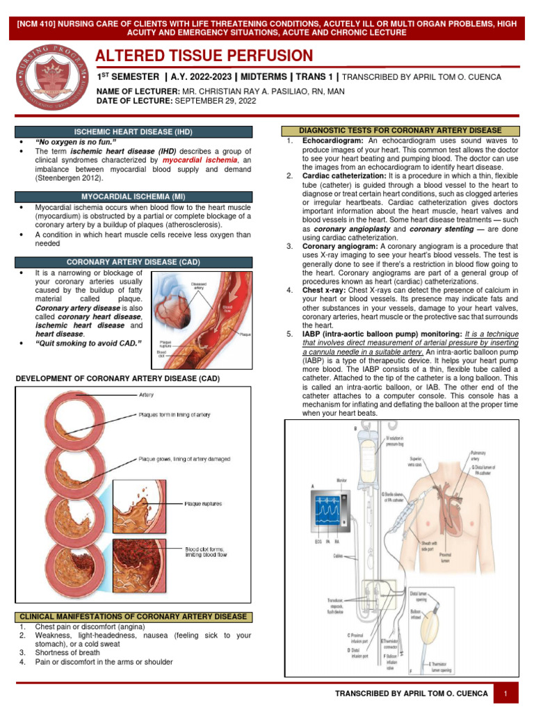 (NCM 410-M) Trans 1 - Altered Tissue Perfusion | Download Free PDF ...