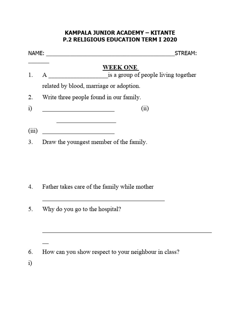 P.2 R.E Recess Work EXAM - TEACHER - AC | PDF | Prayer | Abrahamic ...