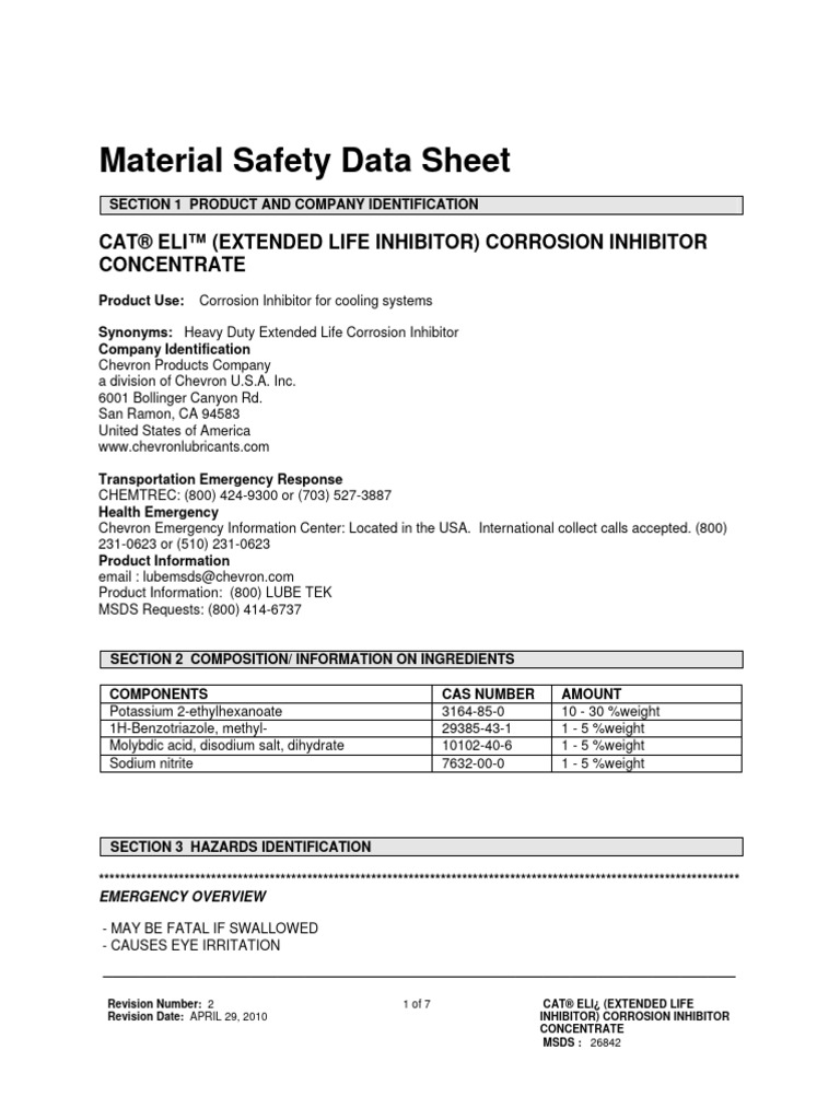 Cat Eli (Extended Life Inhibitor) Corrosion Inhibitor Concentrate | PDF ...