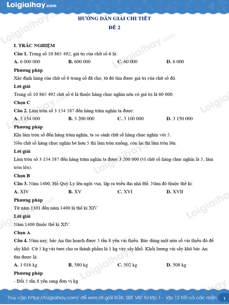 De Kiem Tra Hoc Ki 1 Toan 4 Chan Troi Sang Tao de So 2 1700130443 | PDF