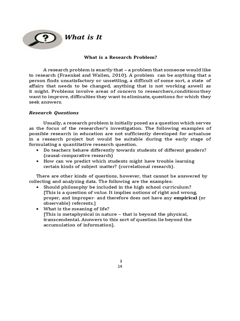 The Research Problem | PDF | Lecture | Hypothesis