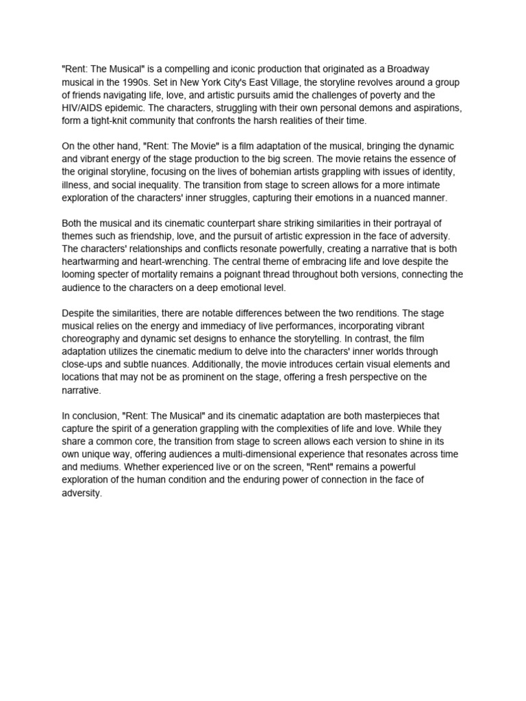 Collin Brooks - La Boheme vs. Rent | PDF