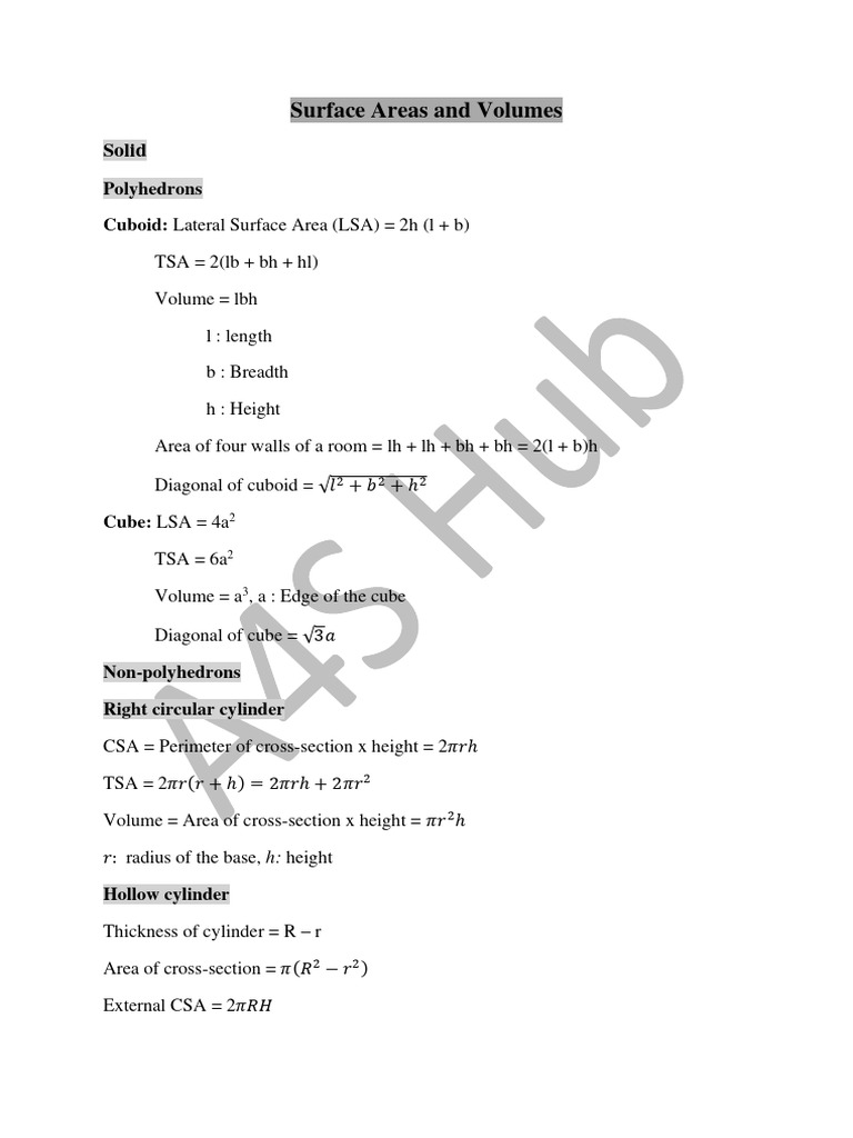 13.surface Areas and Volumes | PDF | Sphere | Area