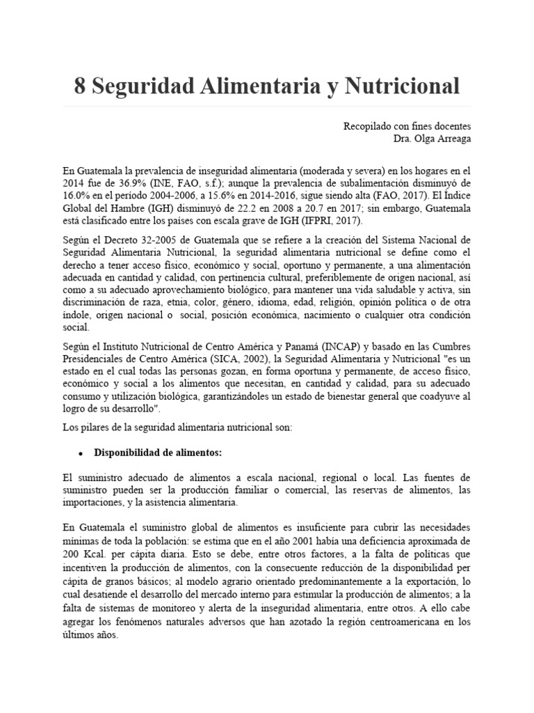 Seguridad Alimentaria y Nutricional | Descargar gratis PDF | Alimentos | Seguridad alimentaria