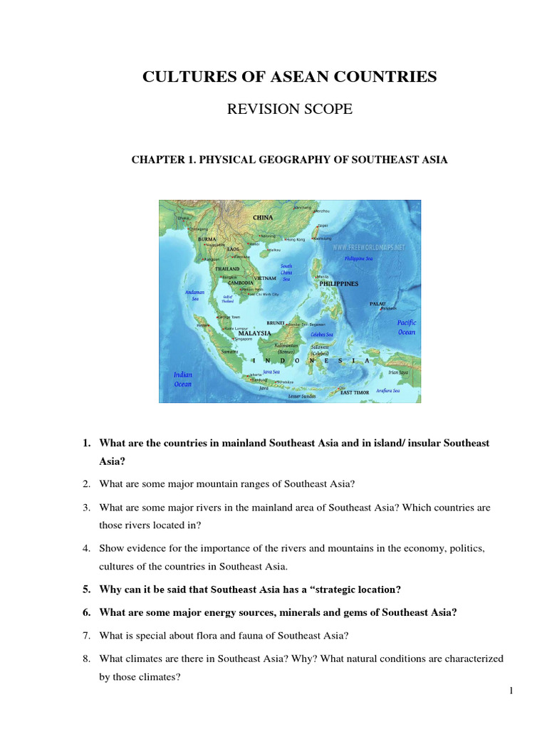 Cultures of ASEAN Countries - Revision Scope | PDF | Southeast Asia | Asia