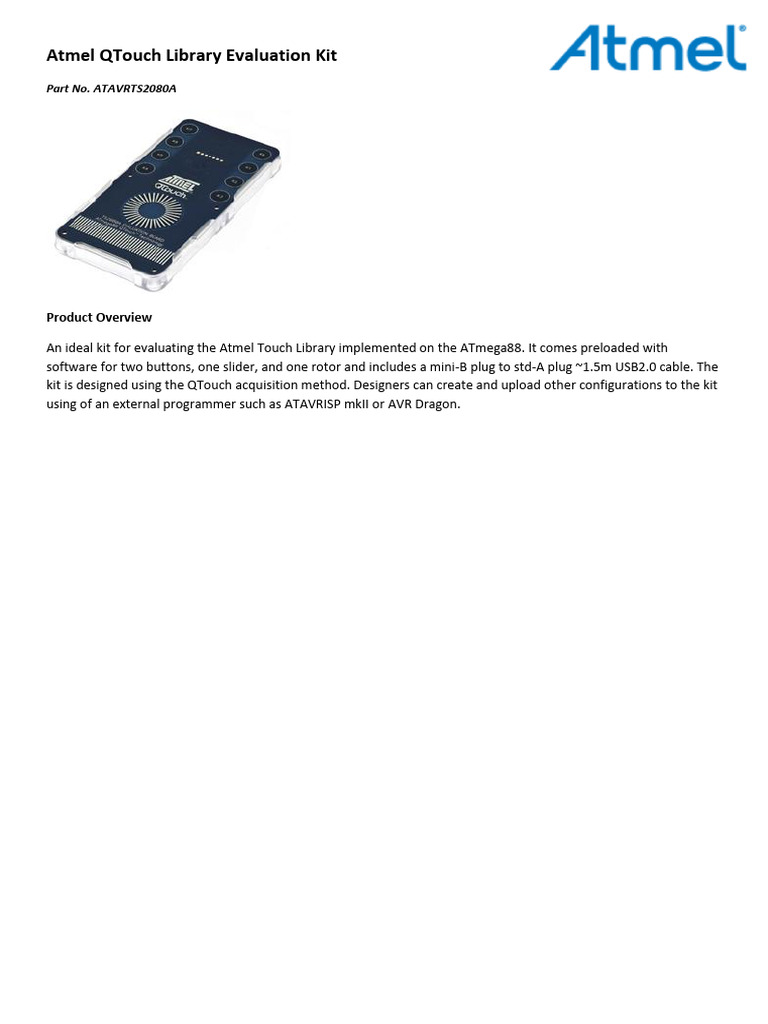 Atmel QTouch Library Evaluation Kit | PDF | Computing | Computer Engineering