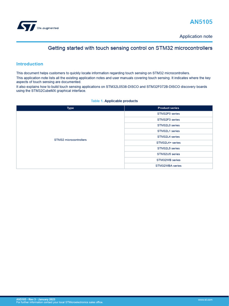 An5105 Getting Started With Touch Sensing Control On stm32 Microcontrollers Stmicroelectronics ...