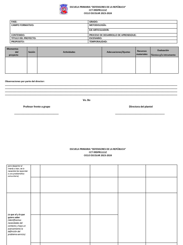 Formato de Planeacion | Descargar gratis PDF | Educación primaria ...
