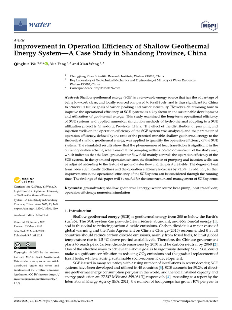 Improvement in Operation Efficiency of Shallow Geo | PDF