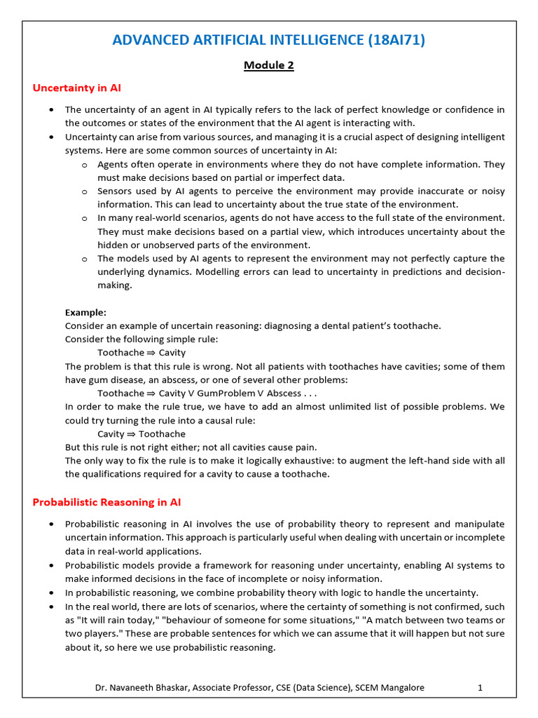 Aai Module 2 Notes Pdf Probability Uncertainty