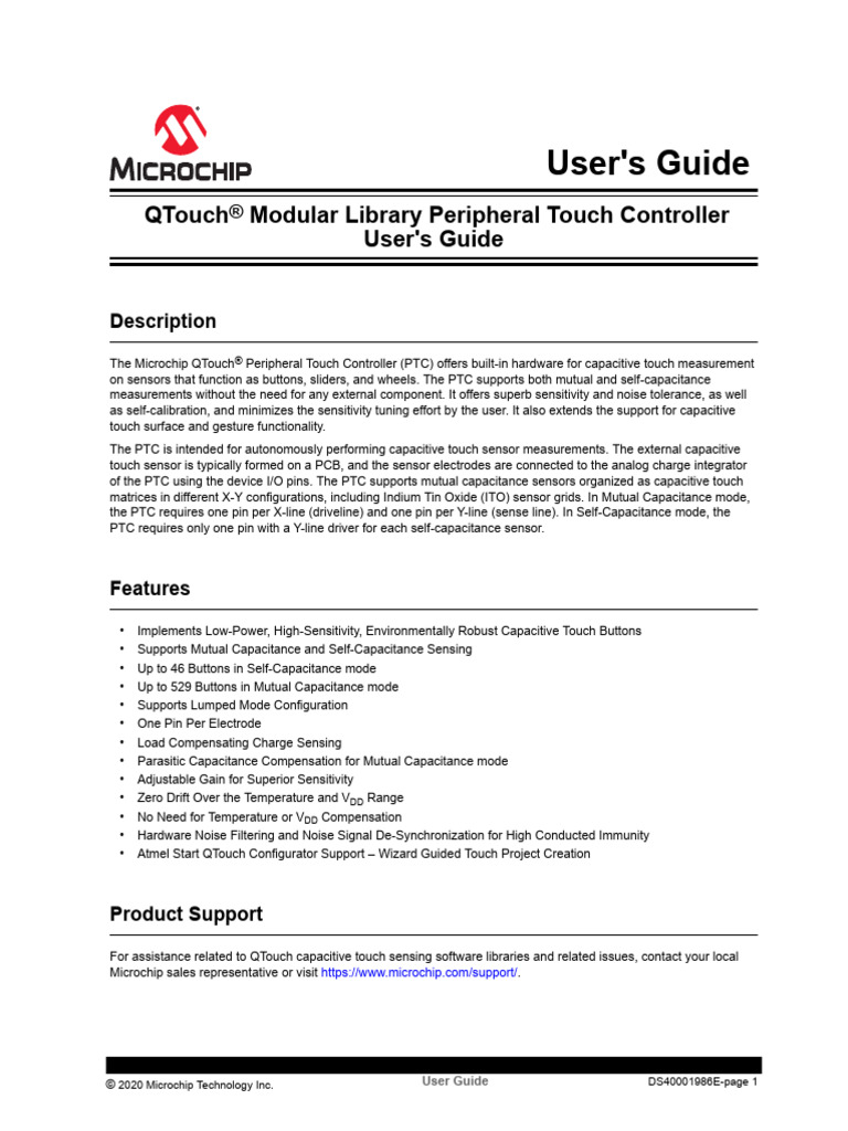 QTouch Modular Library PTC UG DS40001986E | PDF | Capacitance | Pointer (Computer Programming)