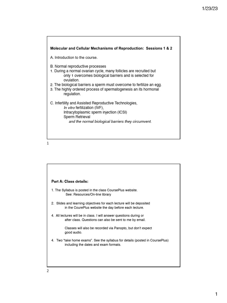 Sessions 1 and 2 - 2023 Final | PDF | Luteinizing Hormone | Menstrual Cycle