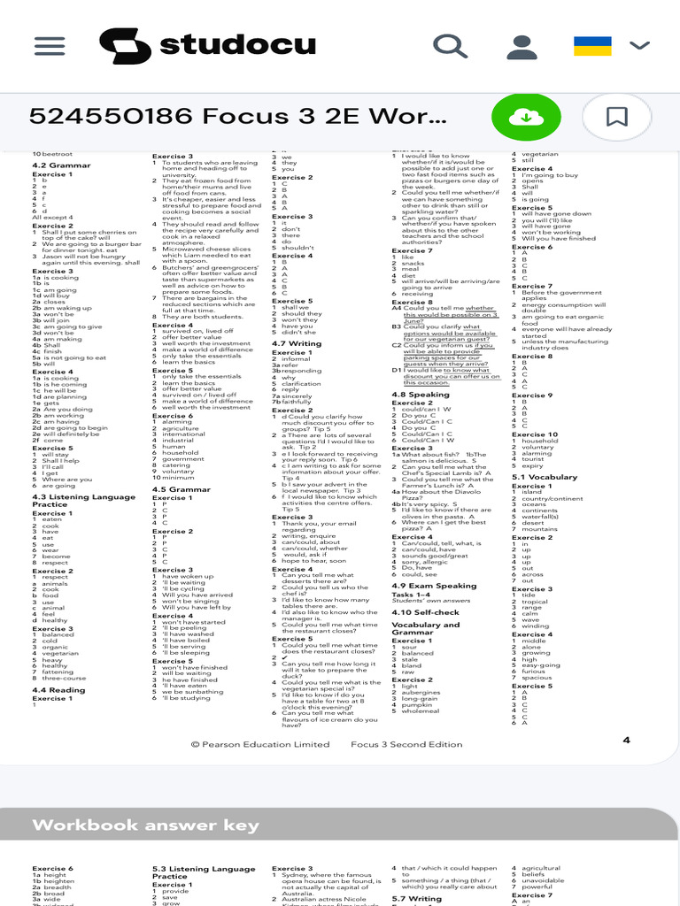 Focus 3 2E Workbook Answers - 1 1 Vocabulary Exercise 1 1 Emma Curly ...