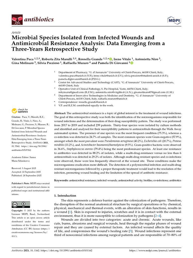 Microbial Species Isolated From Infected Wounds and Antimicrobial ...