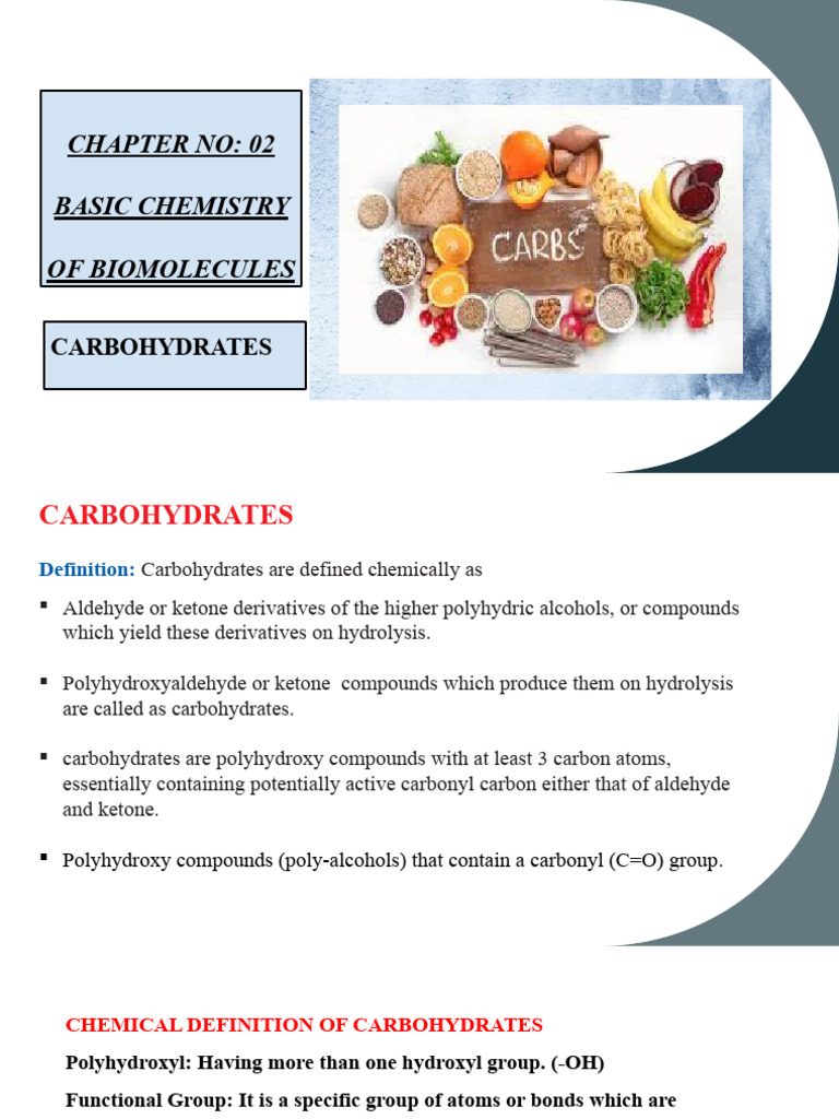 Chapter No.02 Carbohydrates | PDF | Carbohydrates | Glucose
